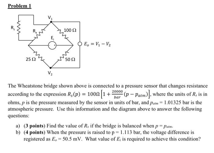 Solved Problem 1 The Wheatstone bridge shown above is | Chegg.com