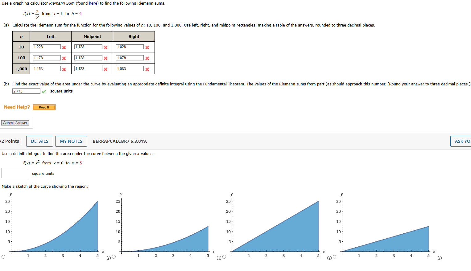 Solved by an EXPERT Use a graphing calculator Riemann Sum (found | Chegg.com