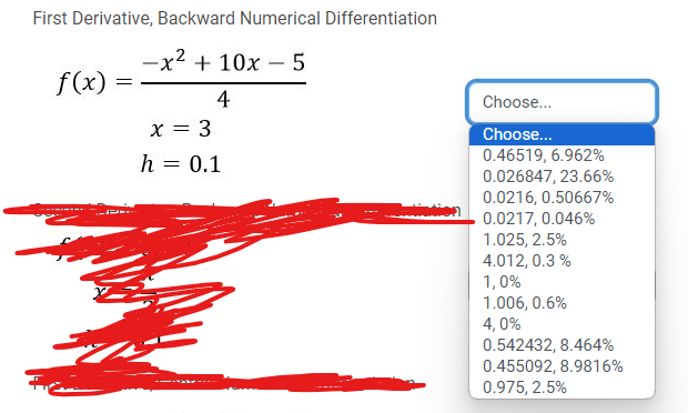 Solved First Derivative, Backward Numerical | Chegg.com