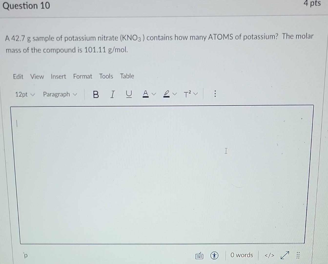 Solved A 42.7 g sample of potassium nitrate (KNO3) contains | Chegg.com
