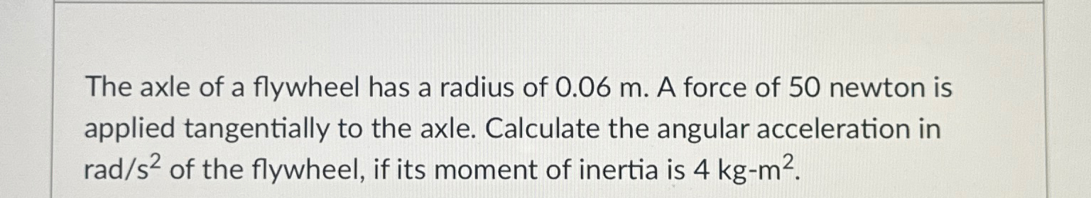 Solved The axle of a flywheel has a radius of 0.06m. ﻿A | Chegg.com
