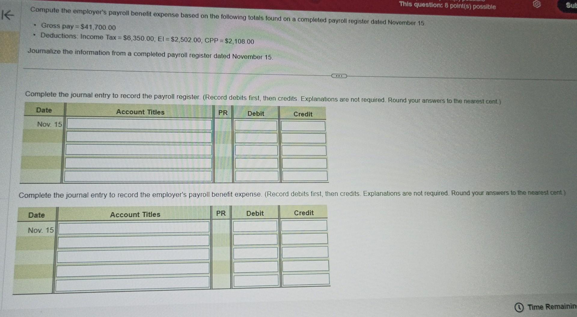Solved Compute the employer's payroll benefit expense based | Chegg.com