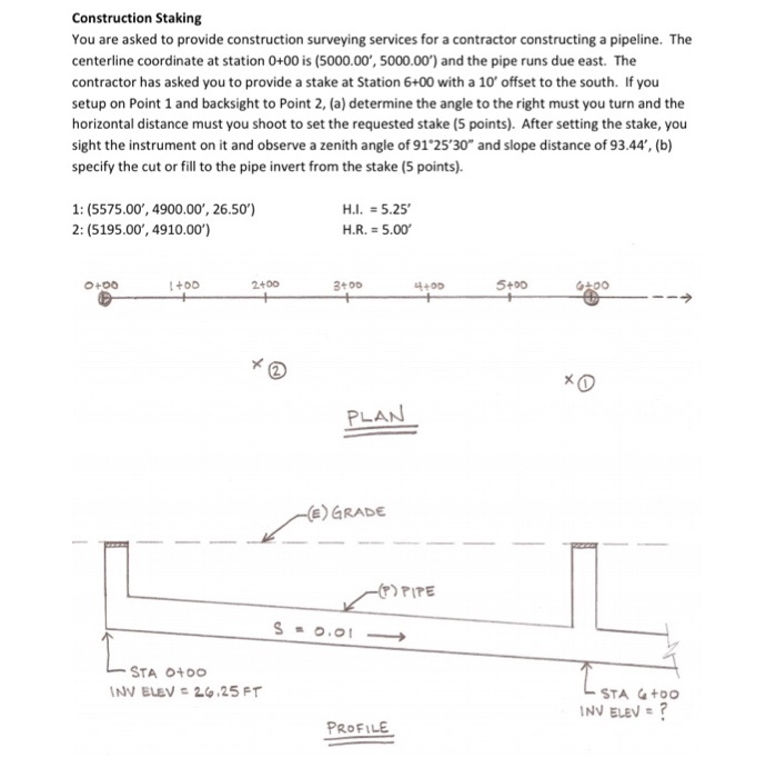Construction Staking You are asked to provide | Chegg.com