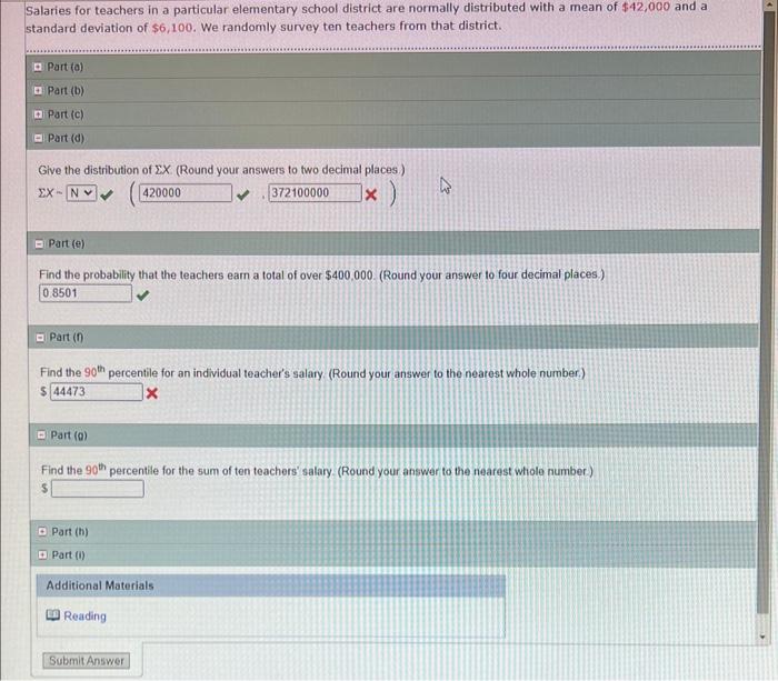 Solved Salaries for teachers in a particular elementary | Chegg.com