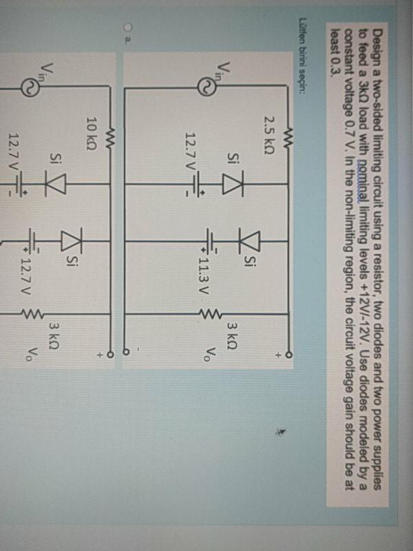 Solved Design a two-sided limiting circuit using a resistor, | Chegg.com