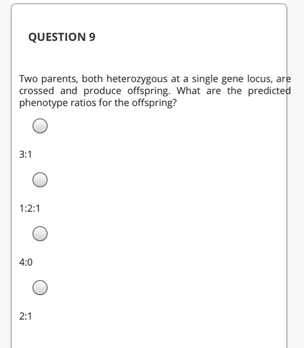 Solved QUESTION 9 Two parents, both heterozygous at a single | Chegg.com