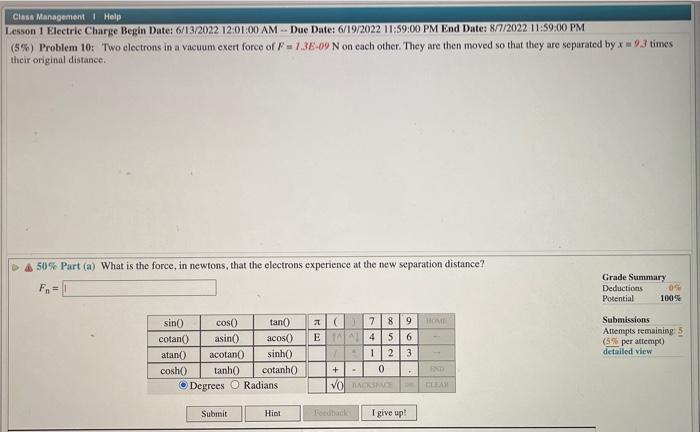 Solved Class Management I Help Lesson 1 Electric Charge | Chegg.com