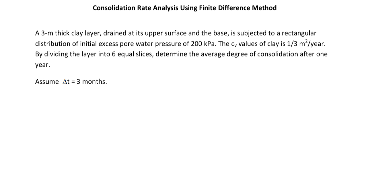 Solved Consolidation Rate Analysis Using Finite Difference | Chegg.com
