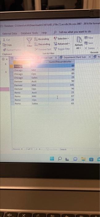 AE1-2: The database in the Microsoft Access file | Chegg.com