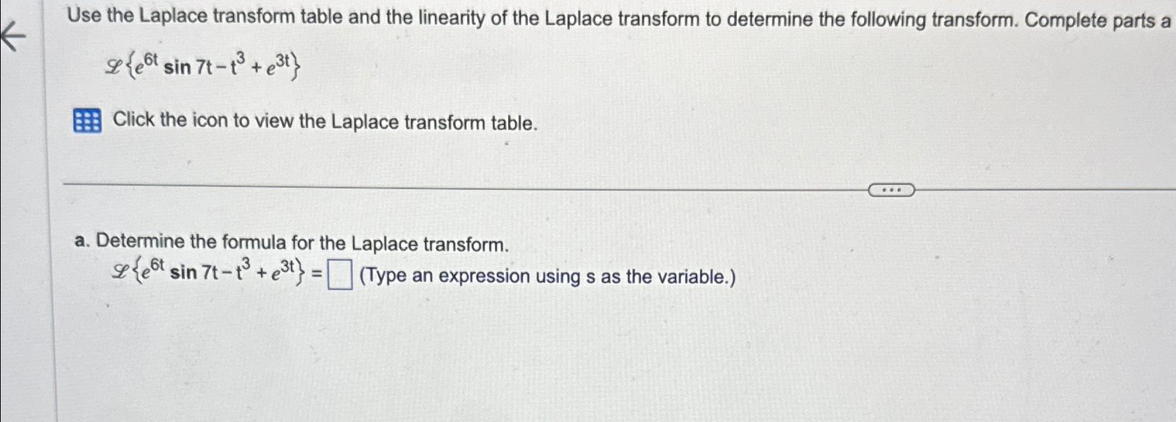 Solved Use the Laplace transform table and the linearity of | Chegg.com
