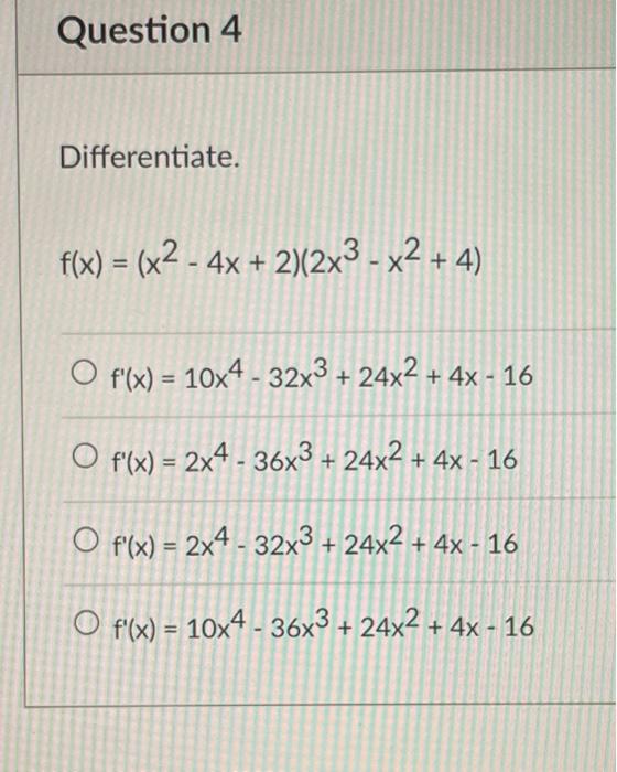 Solved Differentiate. | Chegg.com