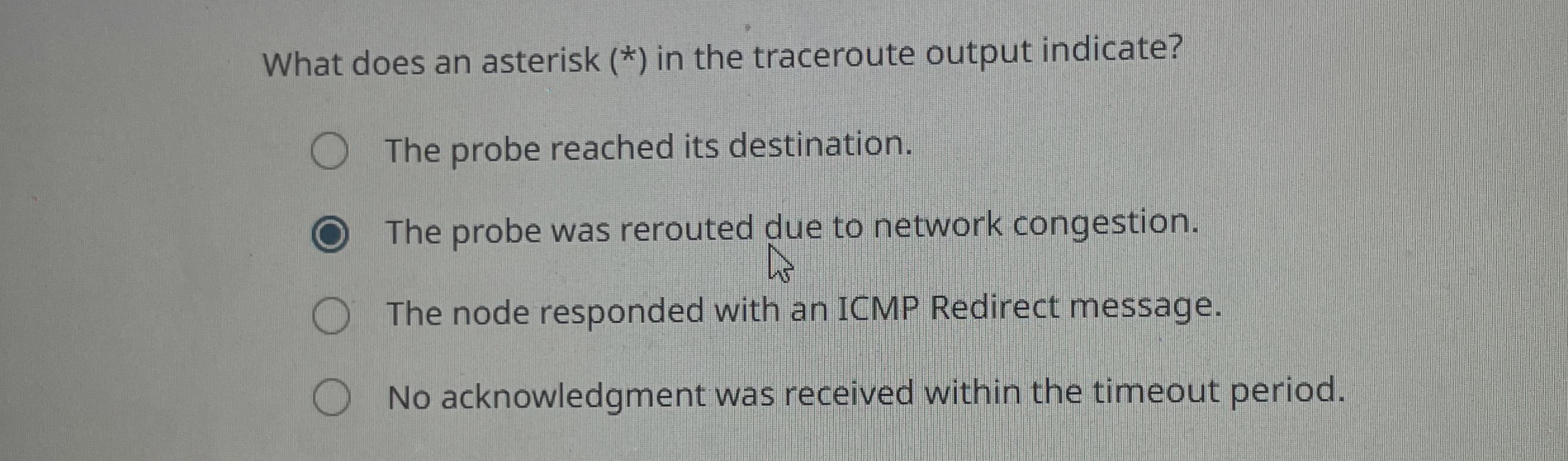 Solved What does an asterisk (*) ﻿in the traceroute output | Chegg.com