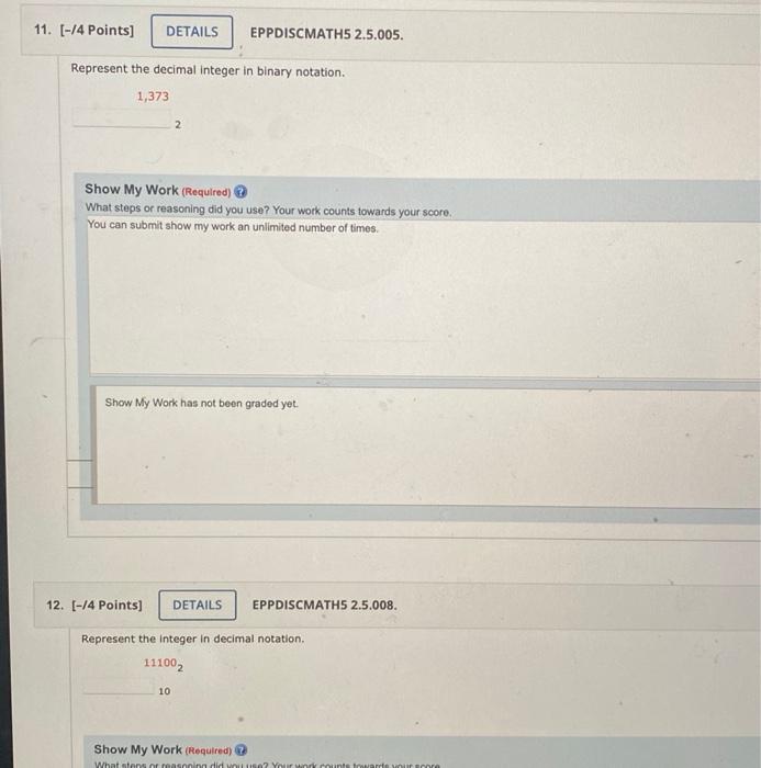 Solved Represent The Decimal Integer In Binary Notation