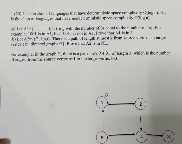 Solved 1.(20) L is the class of languages that have | Chegg.com