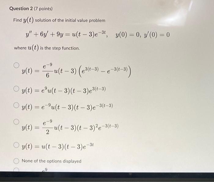 Solved Find y(t) solution of the initial value problem | Chegg.com