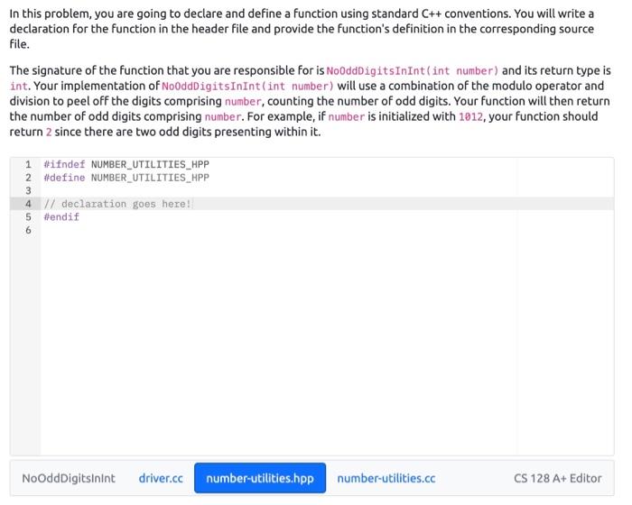 Solved In this problem, you are going to declare and define | Chegg.com