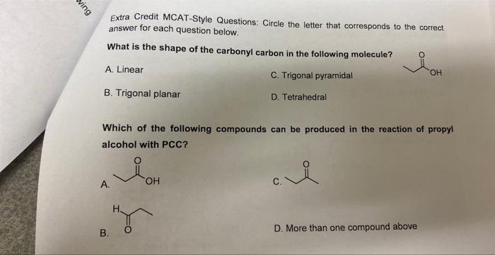 Solved Extra Credit MCAT-Style Questions: Circle the letter | Chegg.com