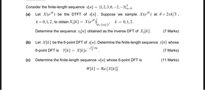 Solved Consider the finite-length sequence x[n] | Chegg.com