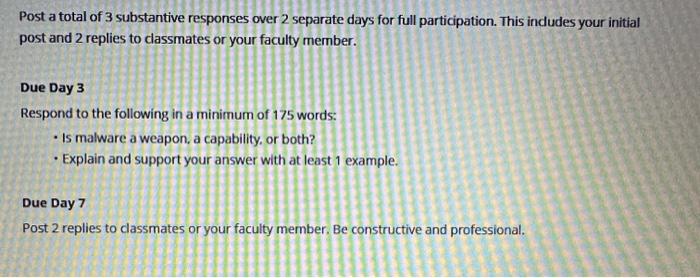 Solved Post a total of 3 substantive responses over 2 | Chegg.com