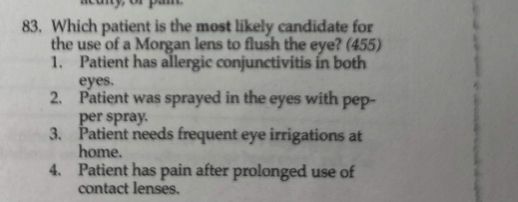 Solved Which patient is the most likely candidate for the | Chegg.com