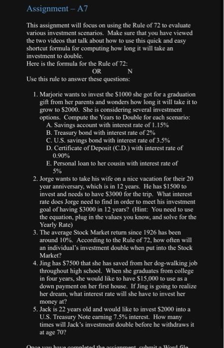 Solved Assignment - A7 This assignment will focus on using | Chegg.com