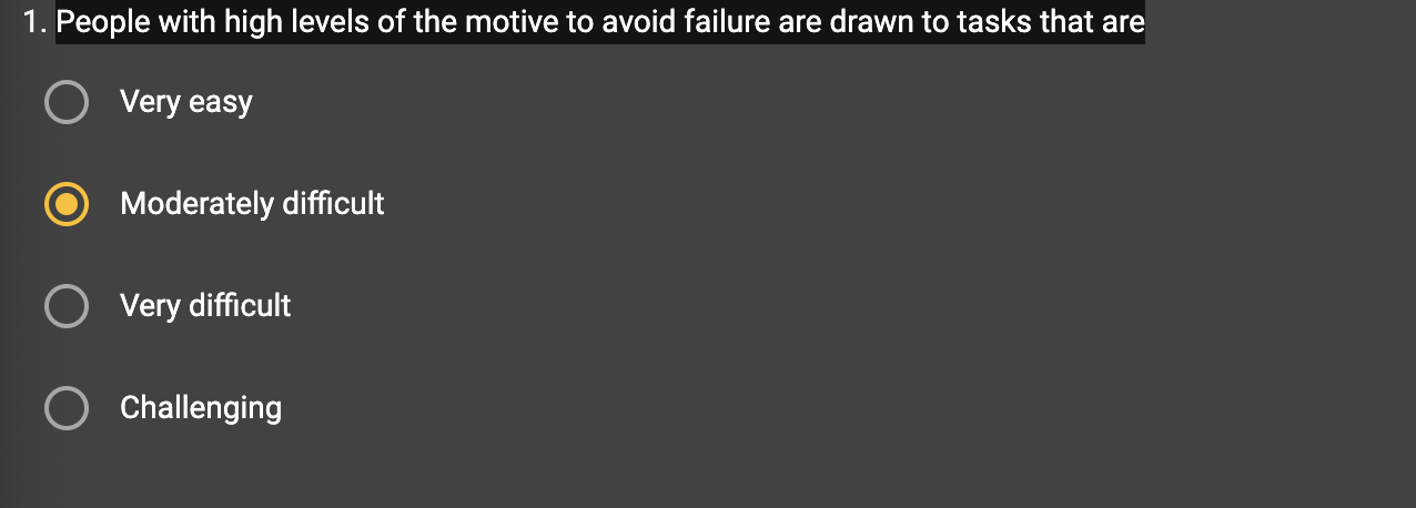 Solved 1. ﻿People with high levels of the motive to avoid | Chegg.com