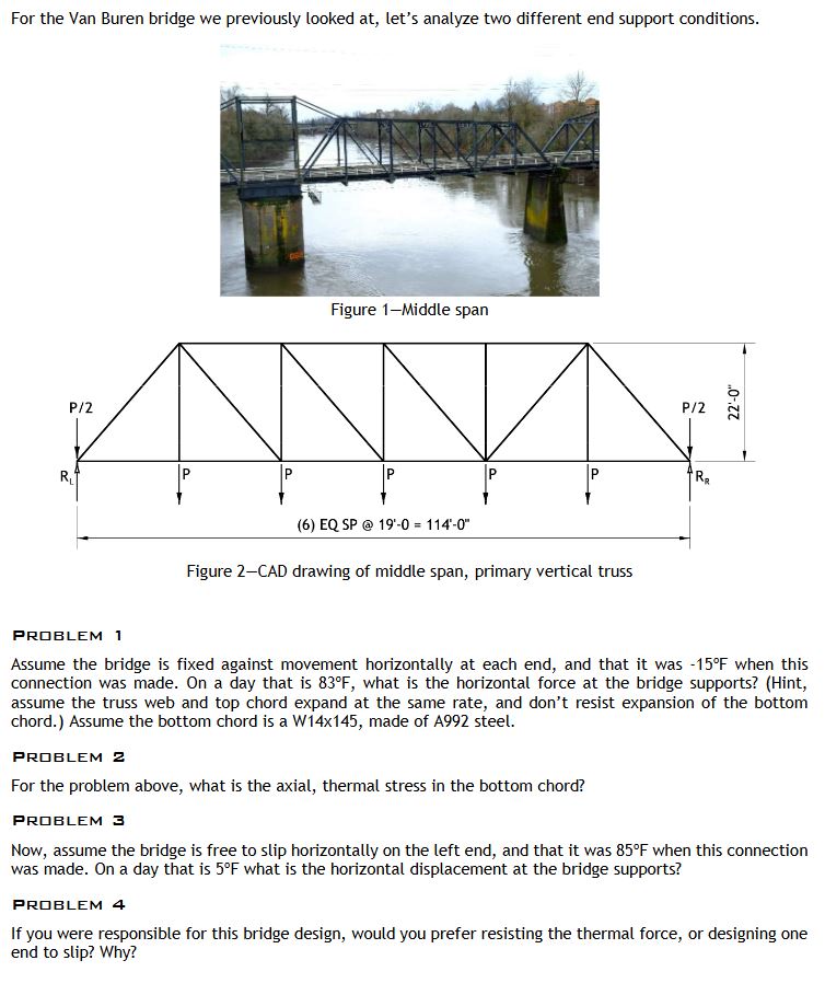 Solved For the Van Buren bridge we previously looked at, | Chegg.com