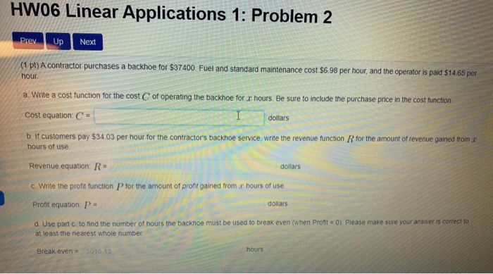 Solved HW06 Linear Applications 1: Problem 2 Prev Up Next (1 | Chegg.com