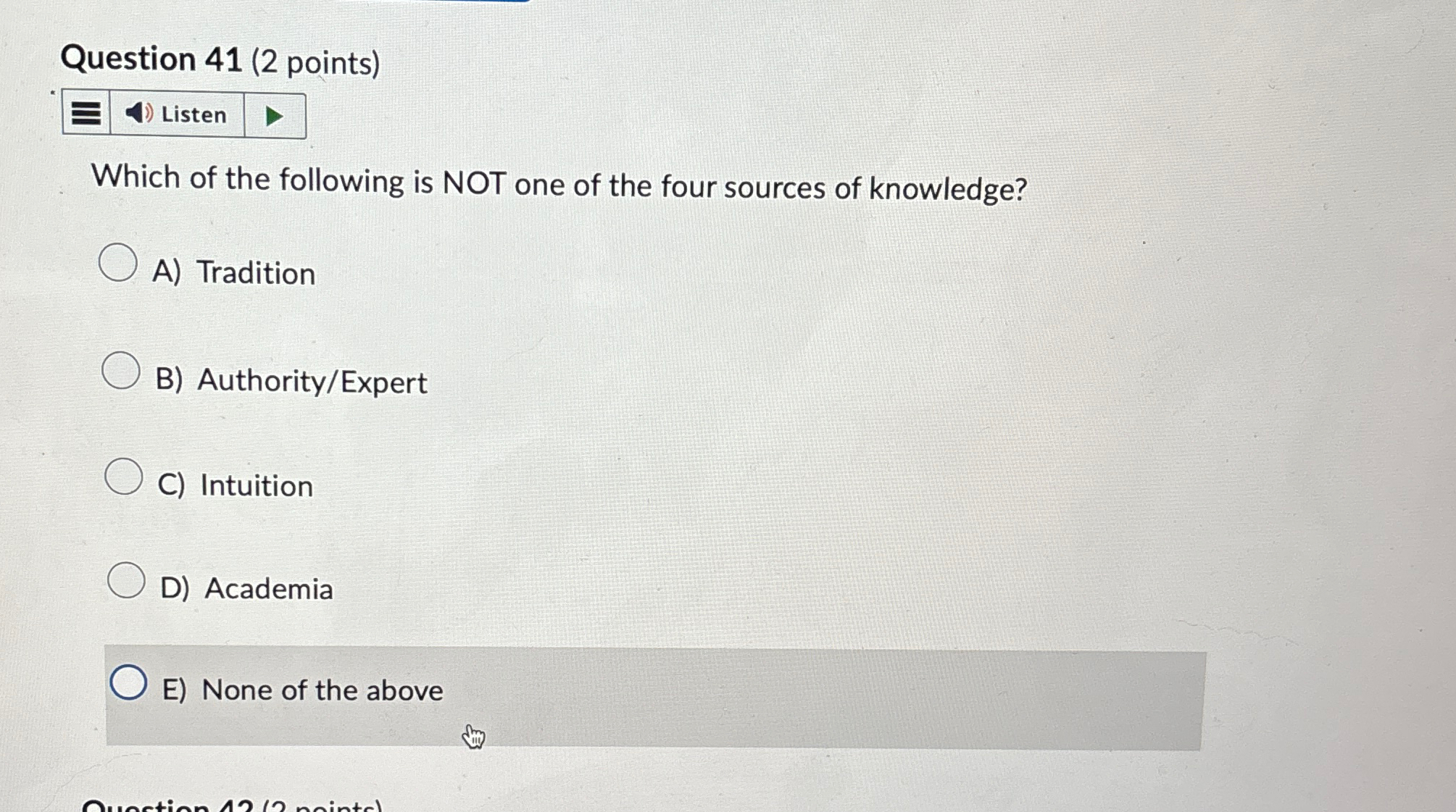 Question 41 (2 ﻿points)ListenWhich of the following | Chegg.com