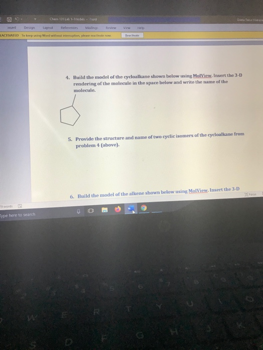 Solved Chem Lab Bledels. Word Design References Man Reviere | Chegg.com