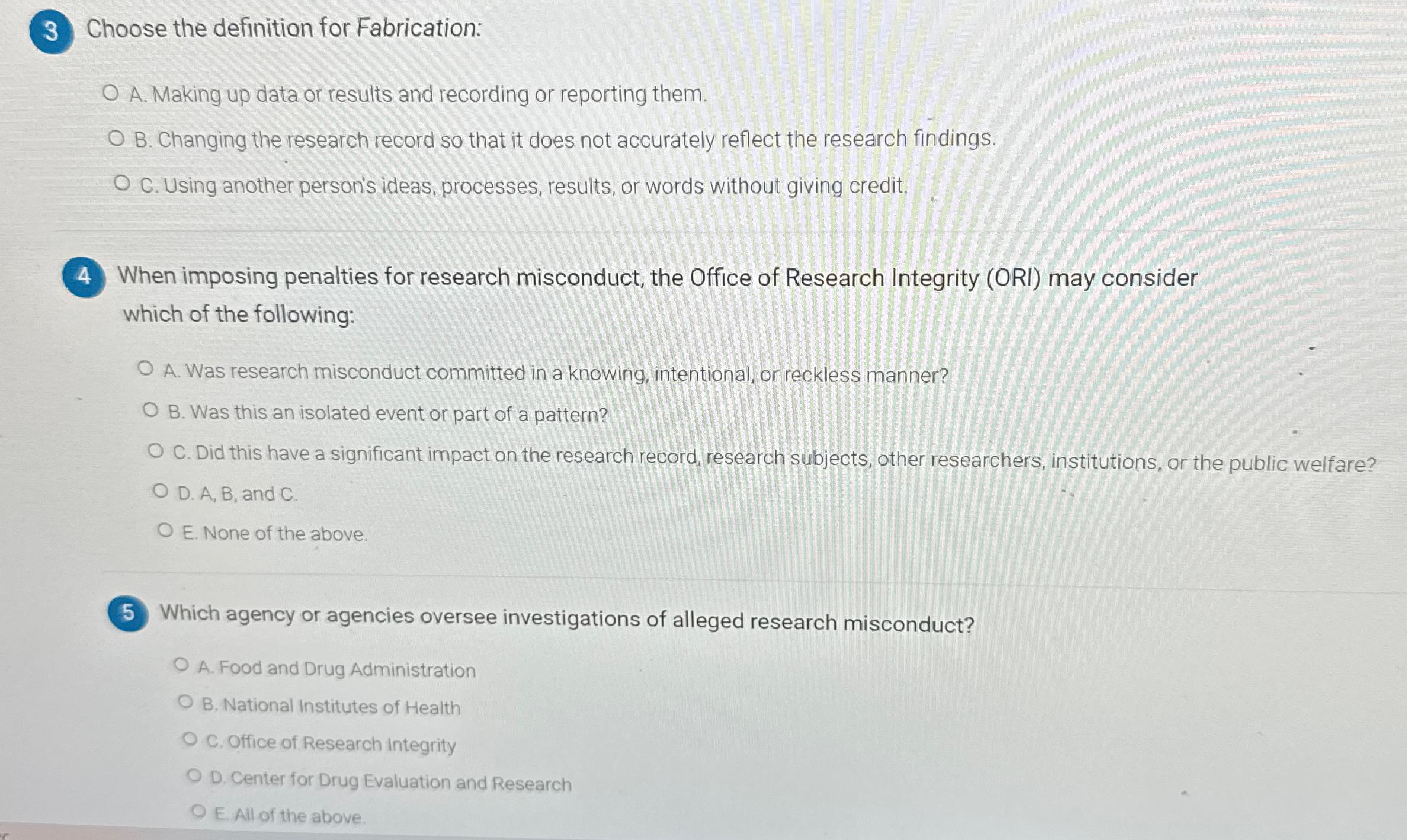Solved (3) ﻿Choose the definition for Fabrication:A. ﻿Making | Chegg.com