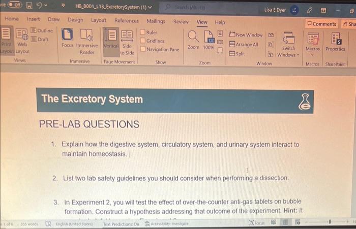 Solved PRE-LAB QUESTIONS 1. Explain how the digestive | Chegg.com