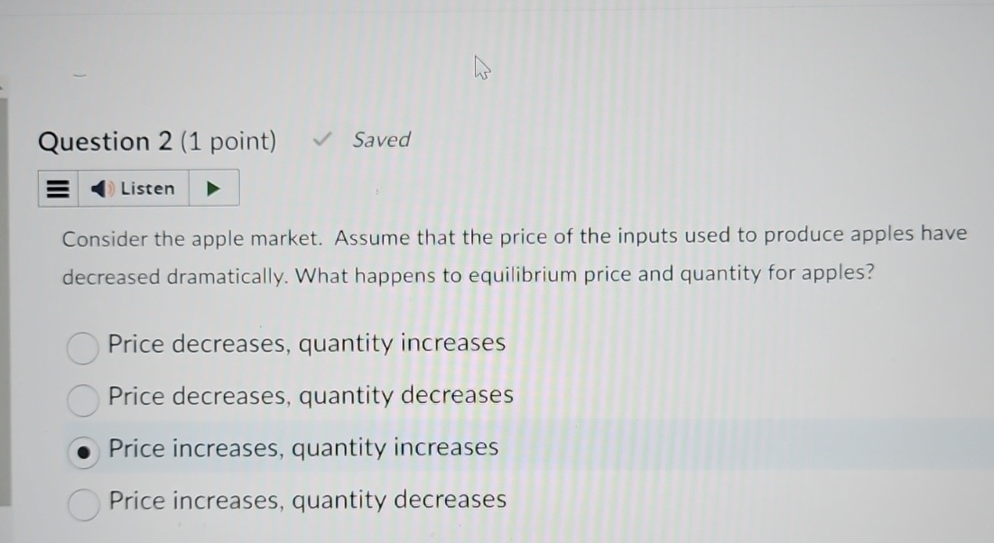 Solved Question 2 (1 ﻿point) ﻿Saved Consider the apple | Chegg.com