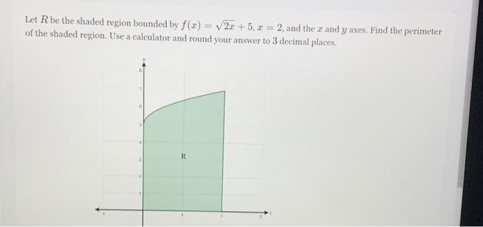 Solved Let R be the shaded region bounded by f(x)=2x+5,x=2, | Chegg.com