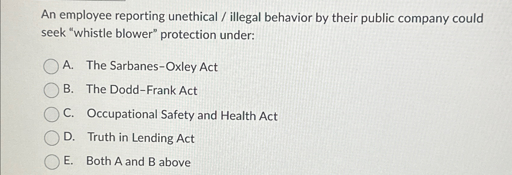 Solved An employee reporting unethical / ﻿illegal behavior | Chegg.com