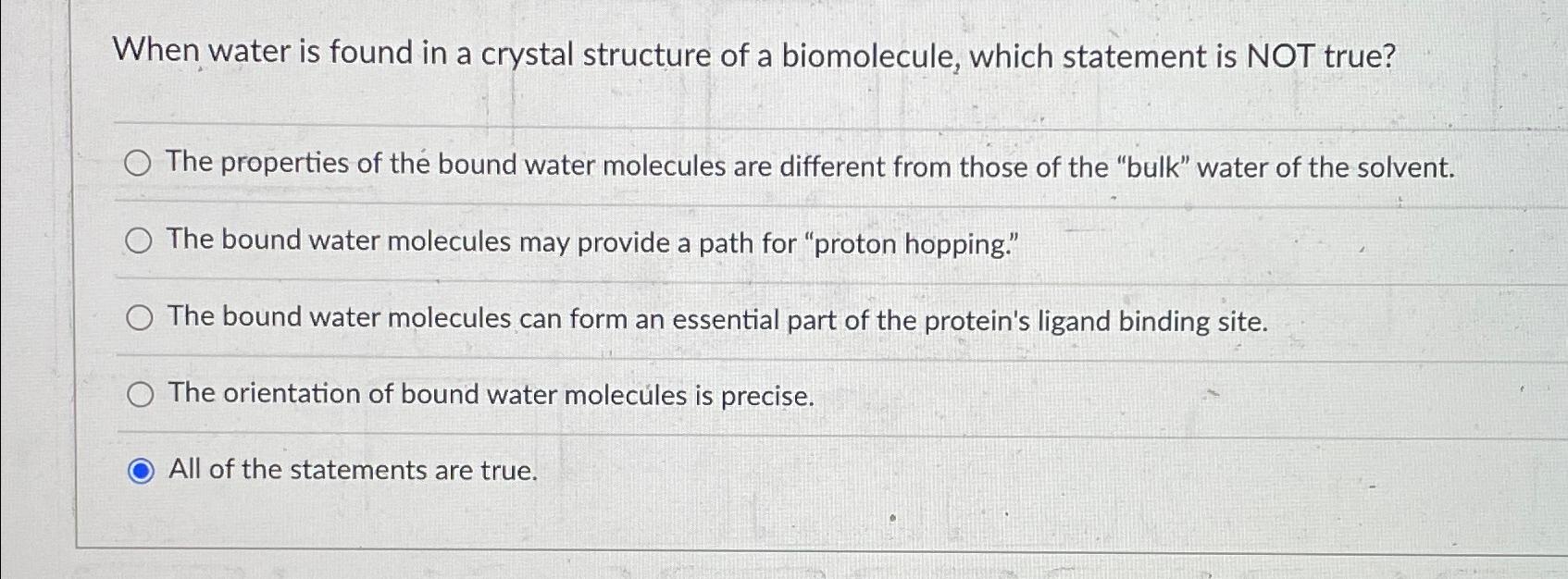 Solved When water is found in a crystal structure of a | Chegg.com