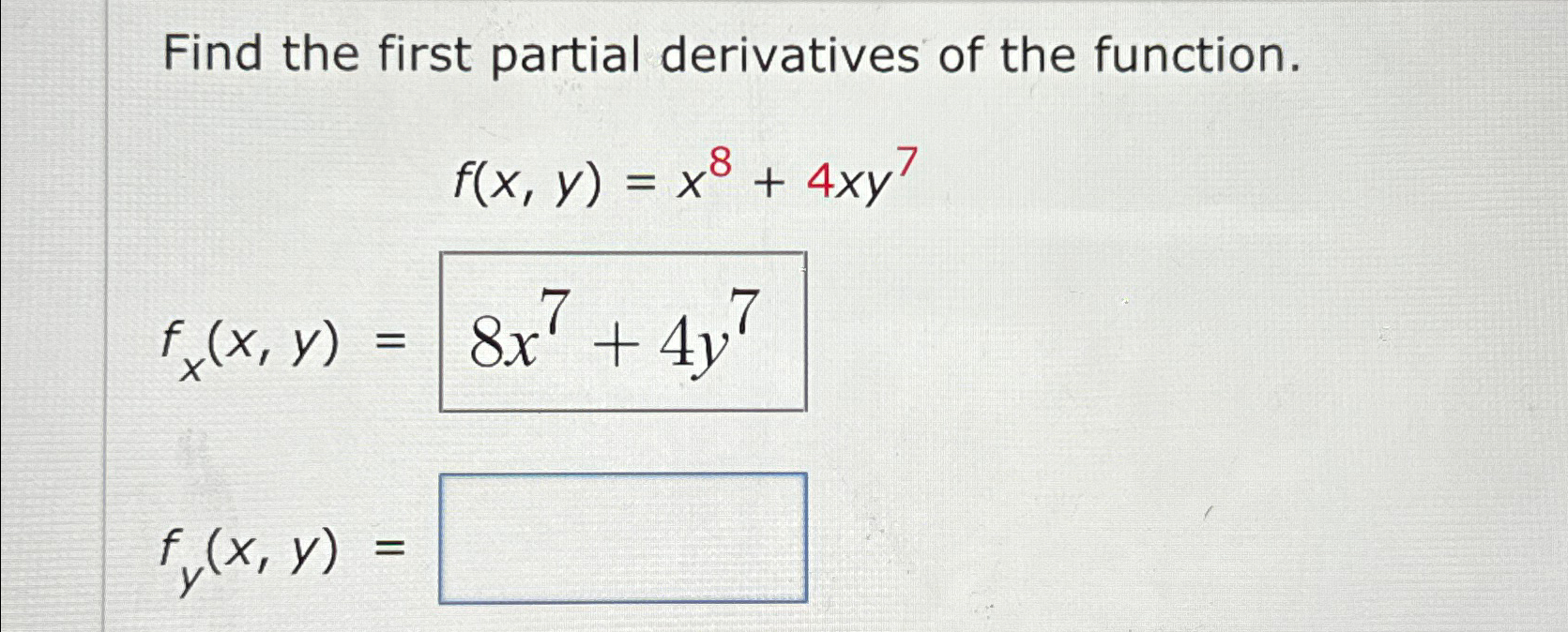 Solved Find the first partial derivatives of the | Chegg.com
