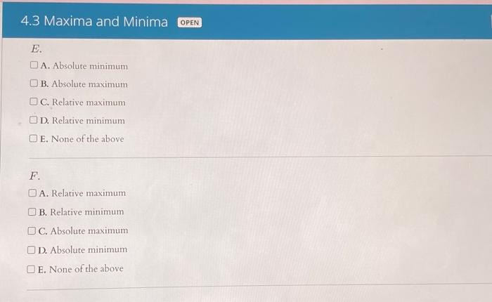 Solved Identify the marked points as being an absolute | Chegg.com