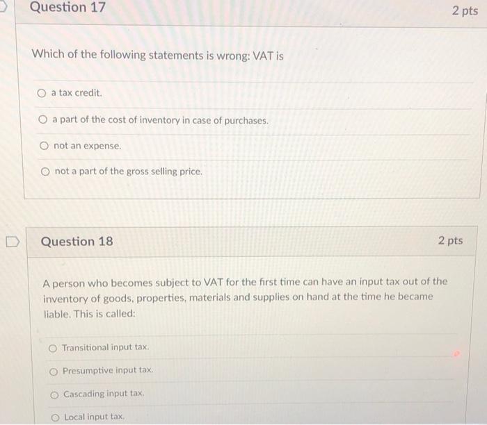 Solved Input tax is not available as a credit against the | Chegg.com