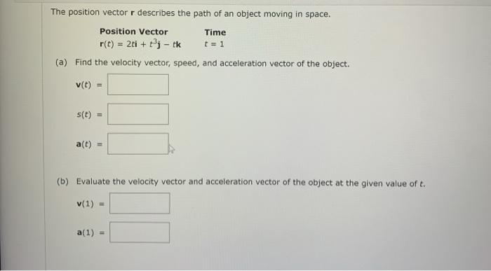 Solved The position vector r describes the path of an object | Chegg.com