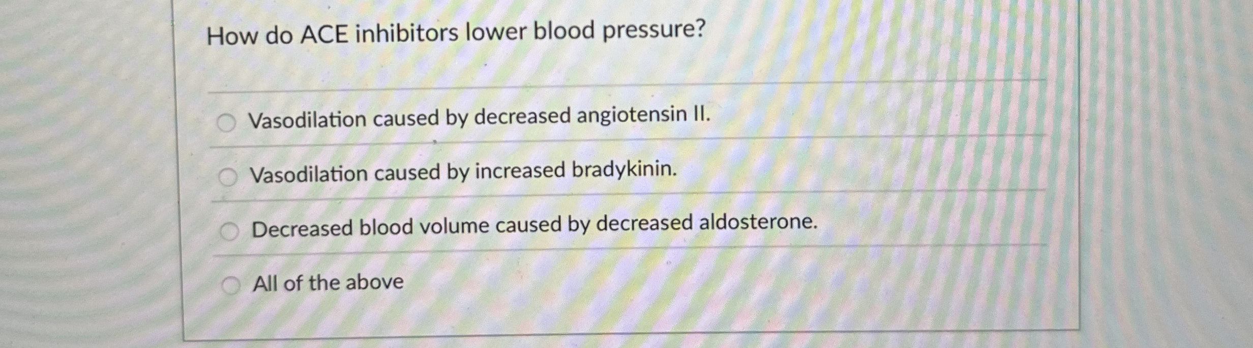 Solved How do ACE inhibitors lower blood | Chegg.com
