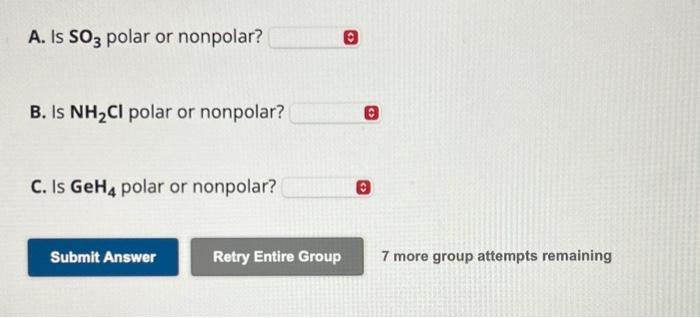 Solved A. Is SO3 polar or nonpolar? B. Is NH2Cl polar or | Chegg.com