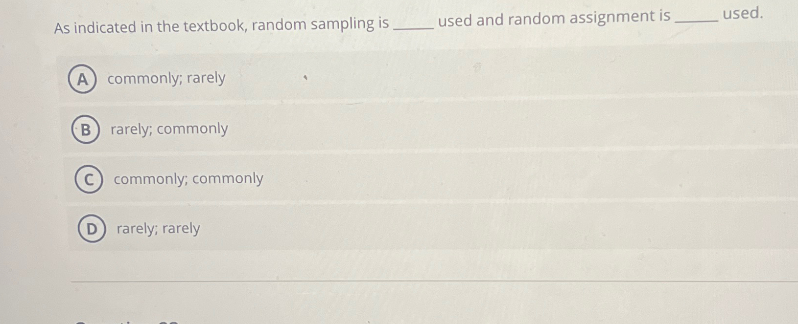 Solved As indicated in the textbook, random sampling is q, | Chegg.com