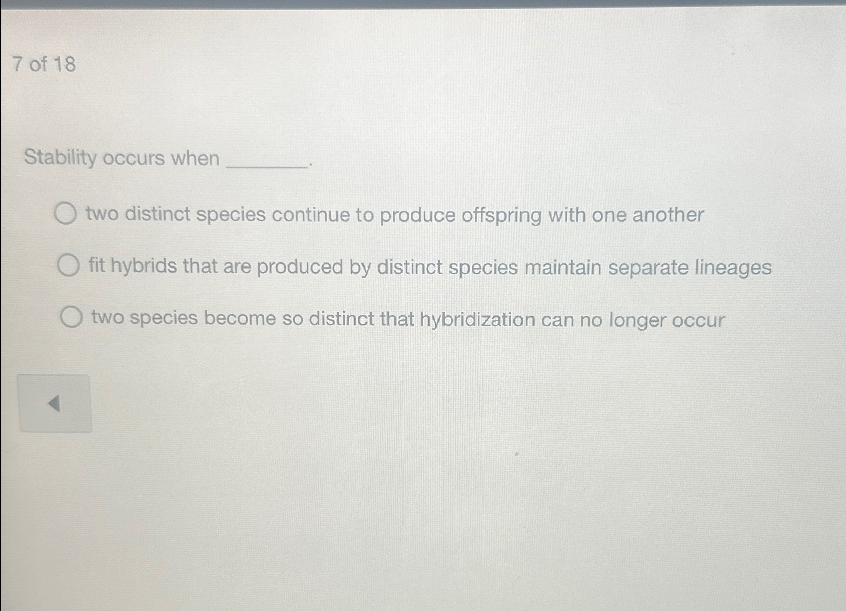 Solved 7 ﻿of 18Stability occurs whentwo distinct species | Chegg.com