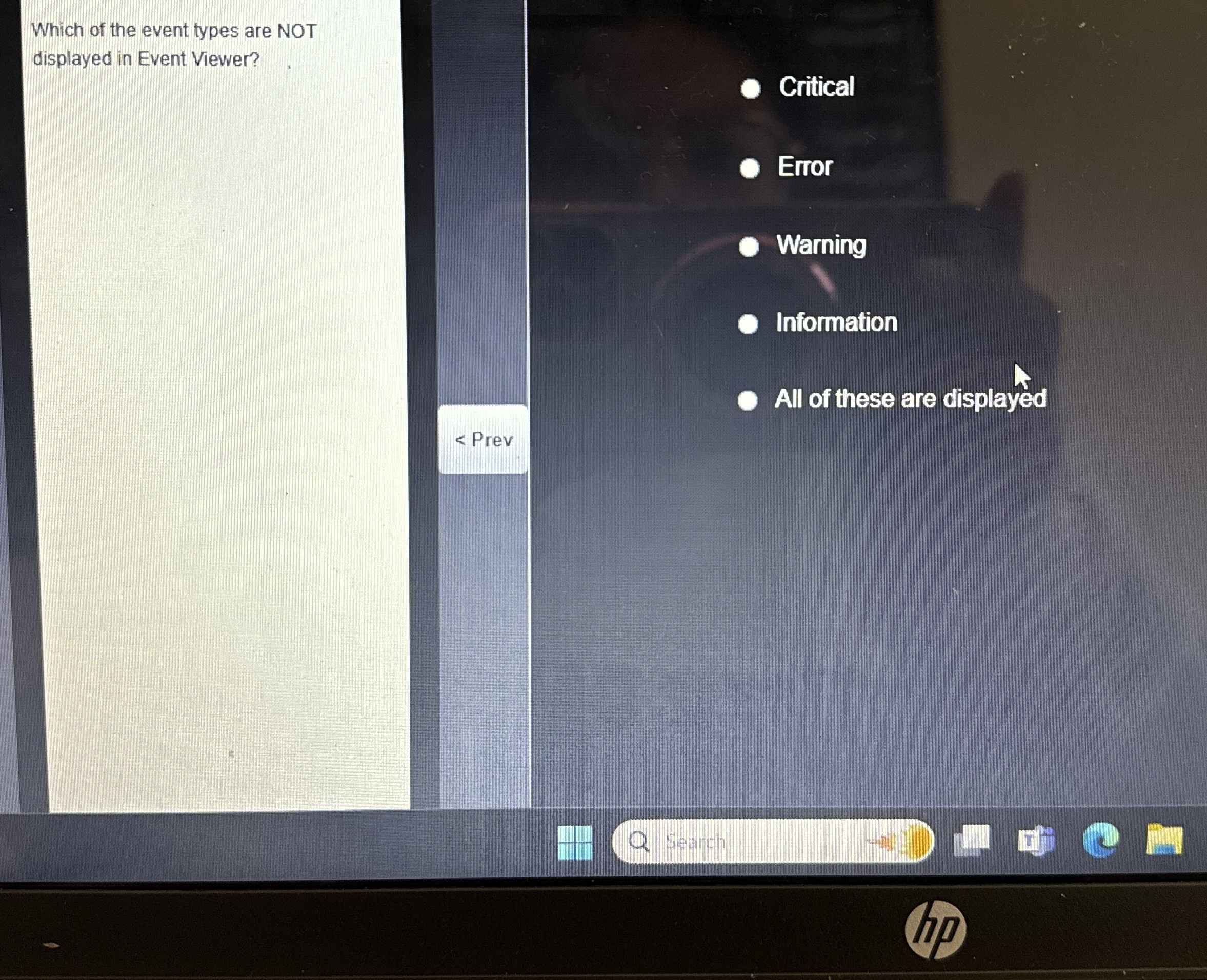 Solved Which of the event types are NOT displayed in Event | Chegg.com