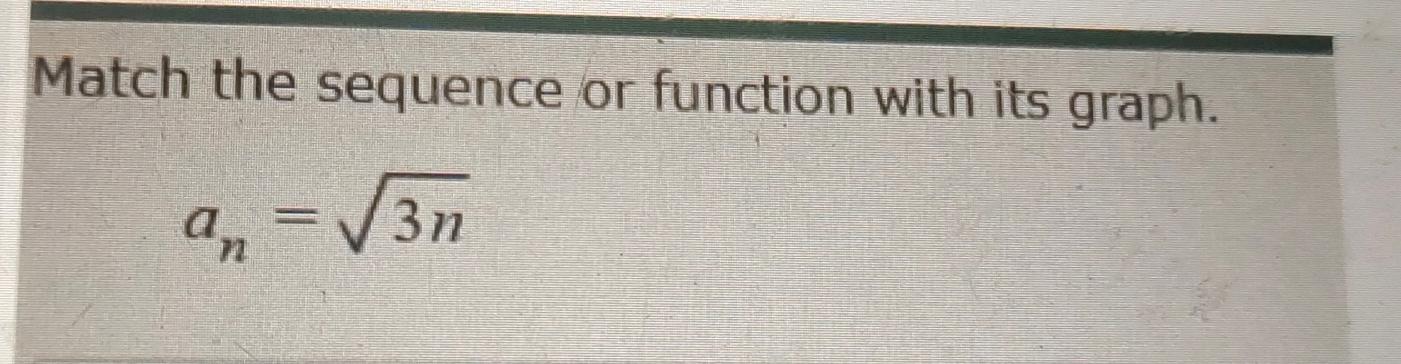 Solved Match the sequence or function with its graph.an=3n2 | Chegg.com