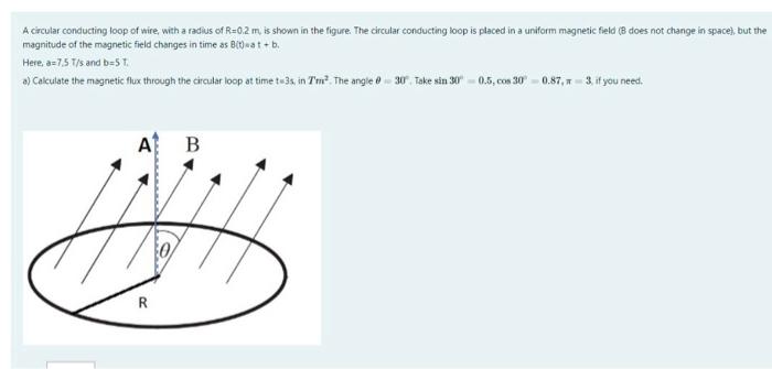 Solved A circular conducting loop of wire, with a radius of | Chegg.com