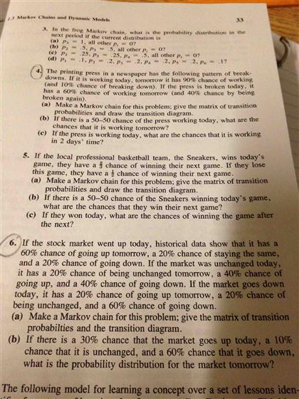 Solved In the frog Markov chain, what is the probability | Chegg.com