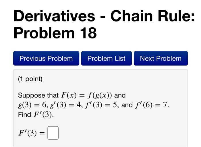 Solved Derivatives - Chain Rule: Problem 18 Previous Problem | Chegg.com