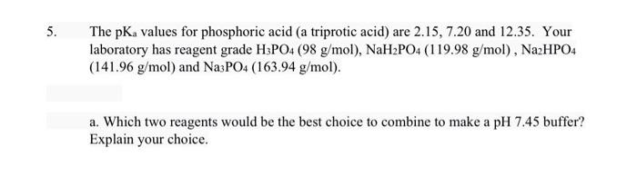 Solved The pKa values for phosphoric acid (a triprotic acid) | Chegg.com
